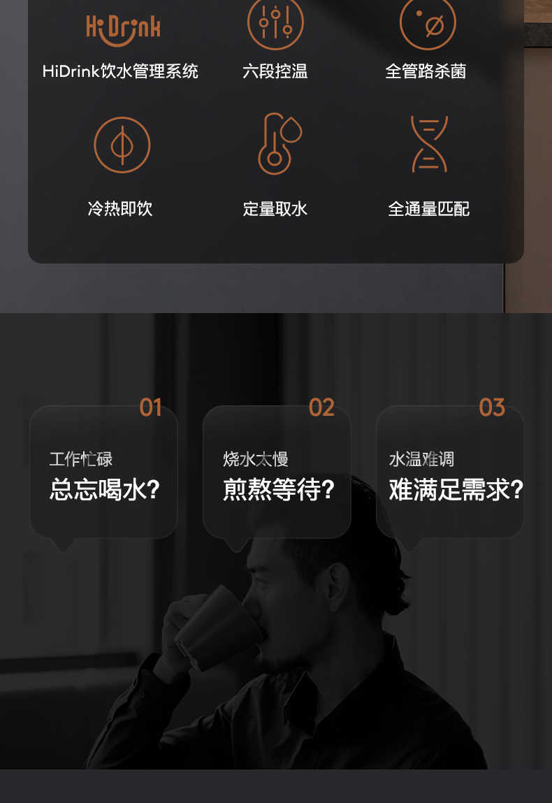 COLMO 管线机 月岩灰 壁挂式 超真实屏 六段控温即热 CWG-DA03-美的商城