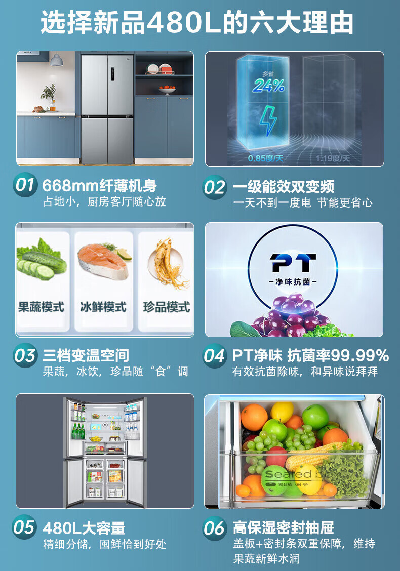 【美的BCD-480WSPZM(E)】美的冰箱,BCD-480WSPZM(E),官方报价_规格_参数_图片-美的商城